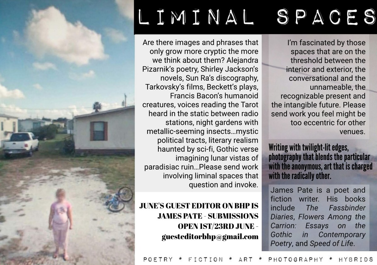 Guest Editor For June Is James Pate!!! Theme is: LIMINAL SPACES ...